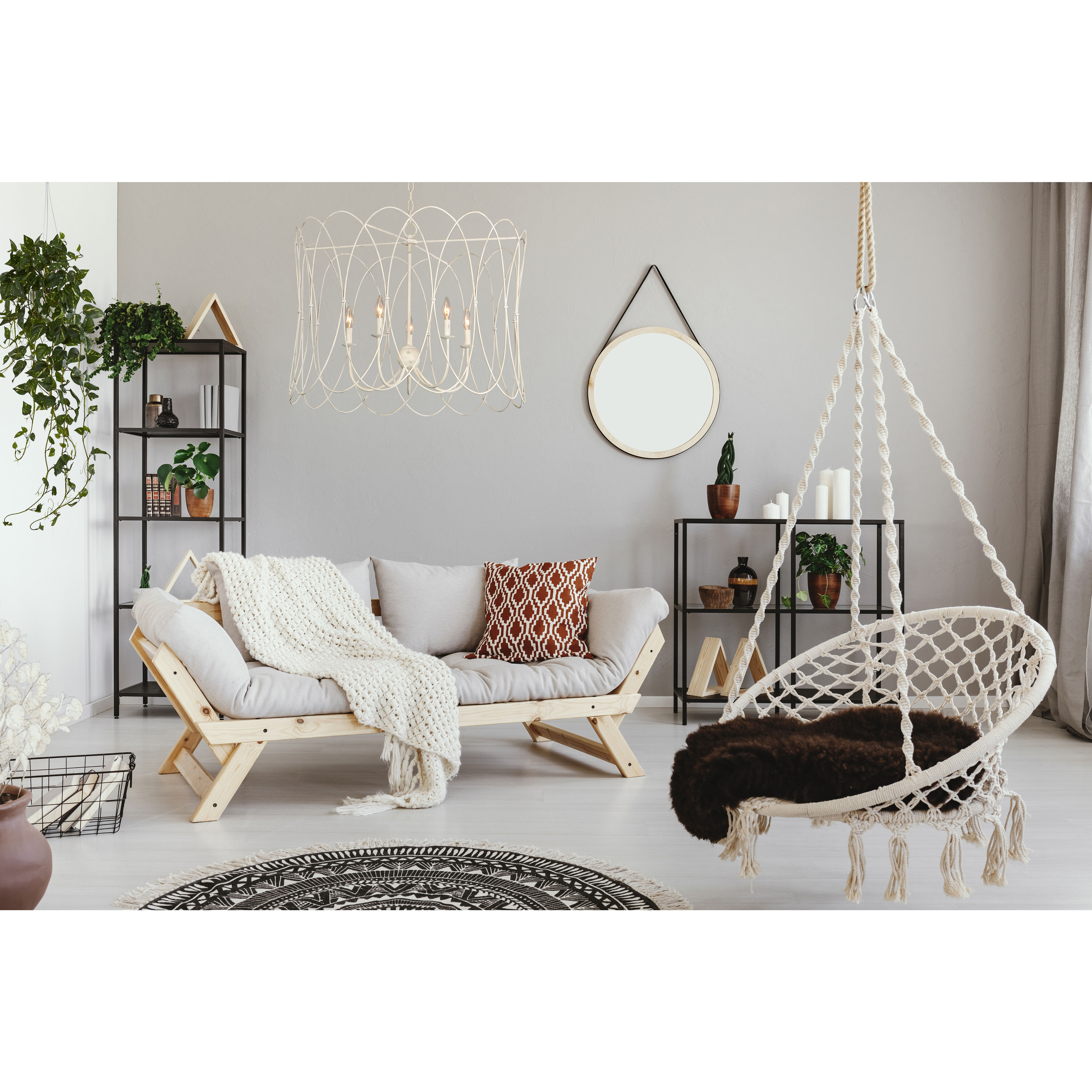 white trellis swing